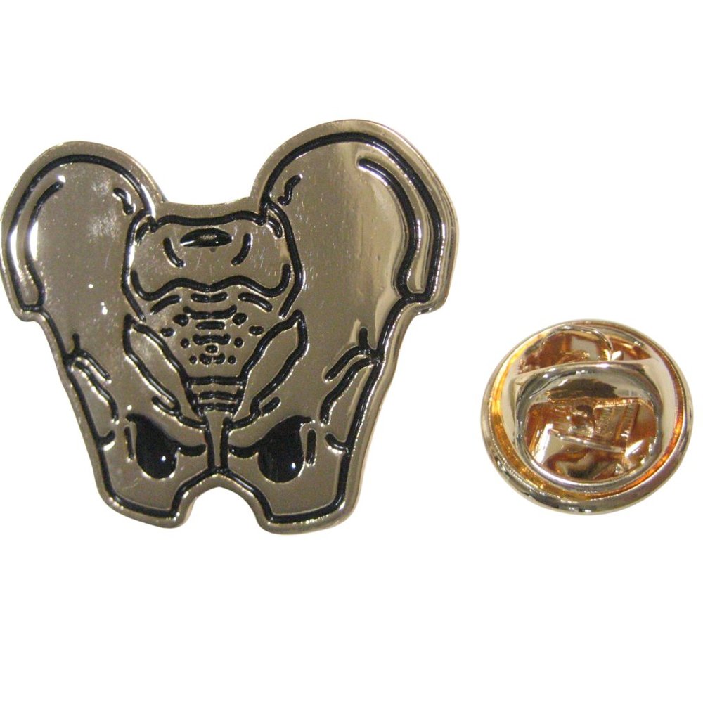 Gold Toned Anatomical Pelvis Lapel Pin - Gem